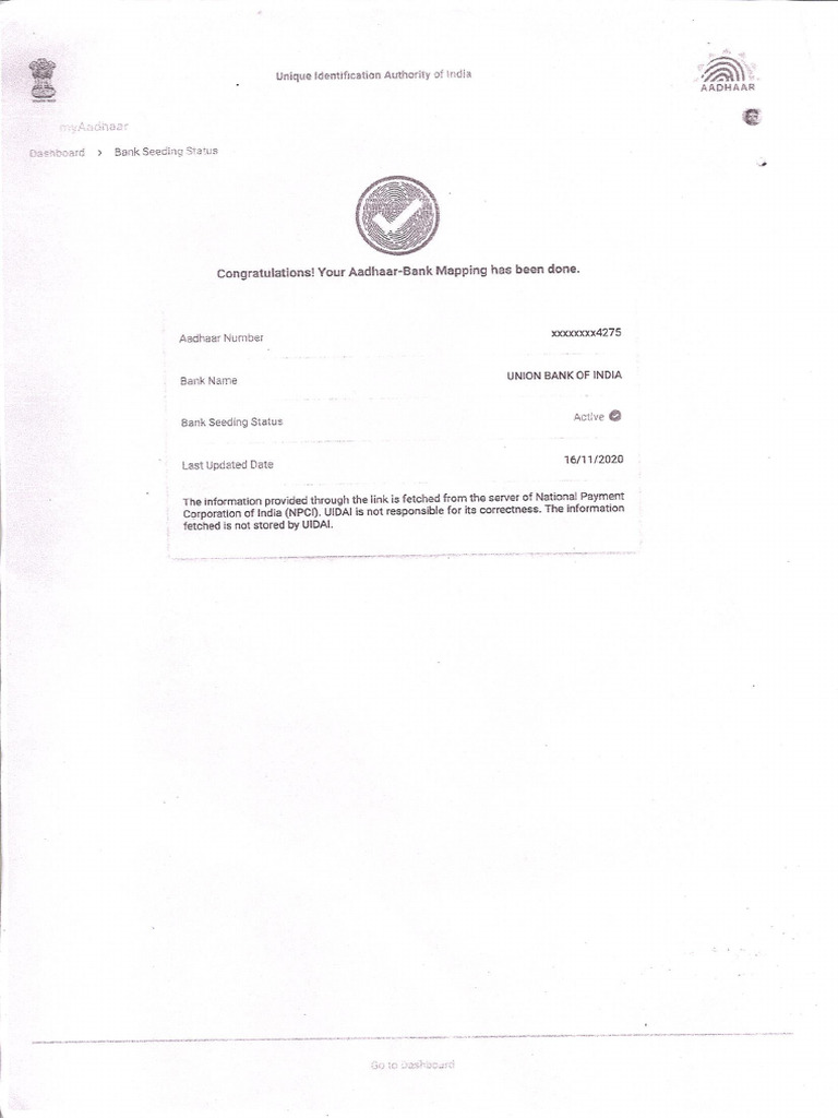 AADHAR SEEDING STATUS | PDF
