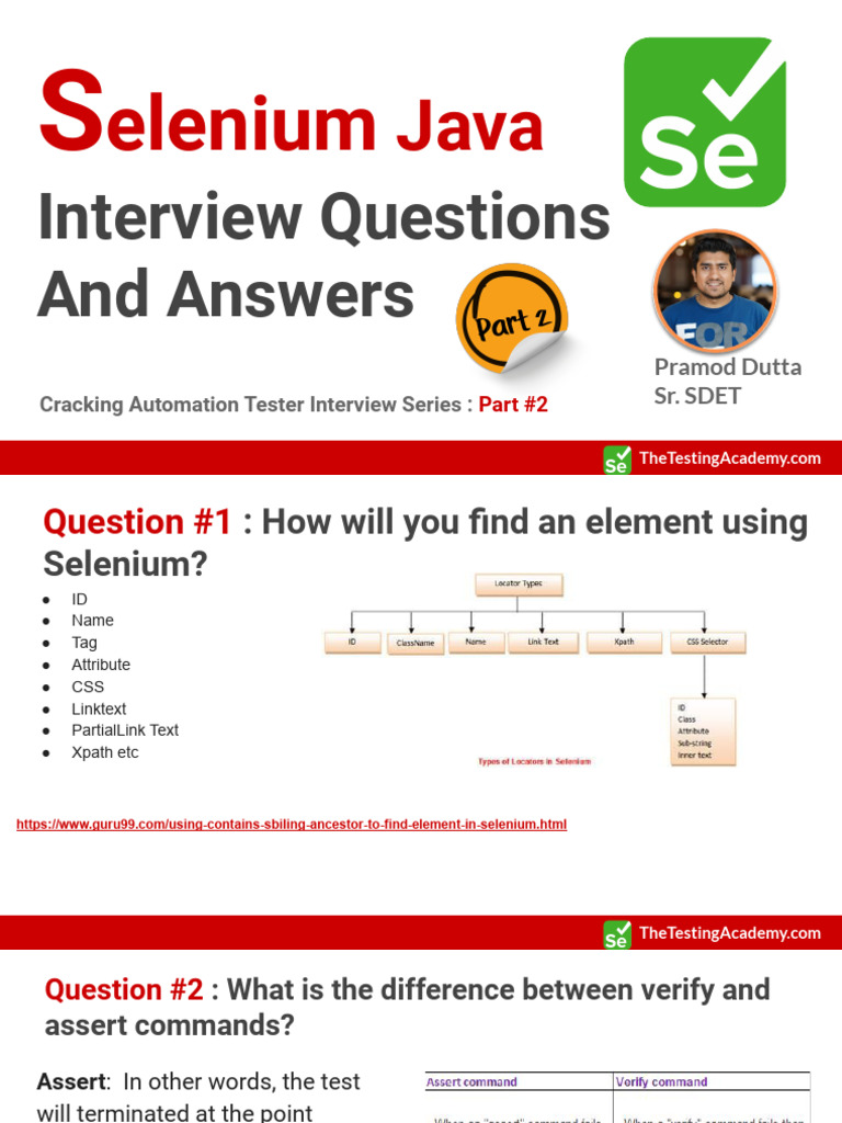 Selenium Java Interview Questions and Answers - Part 2 | PDF | Selenium (Software) | Software ...