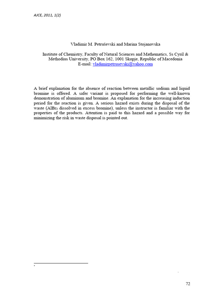 AJCE Al and Bromine 2011 | PDF | Chemical Reactions | Diet & Nutrition