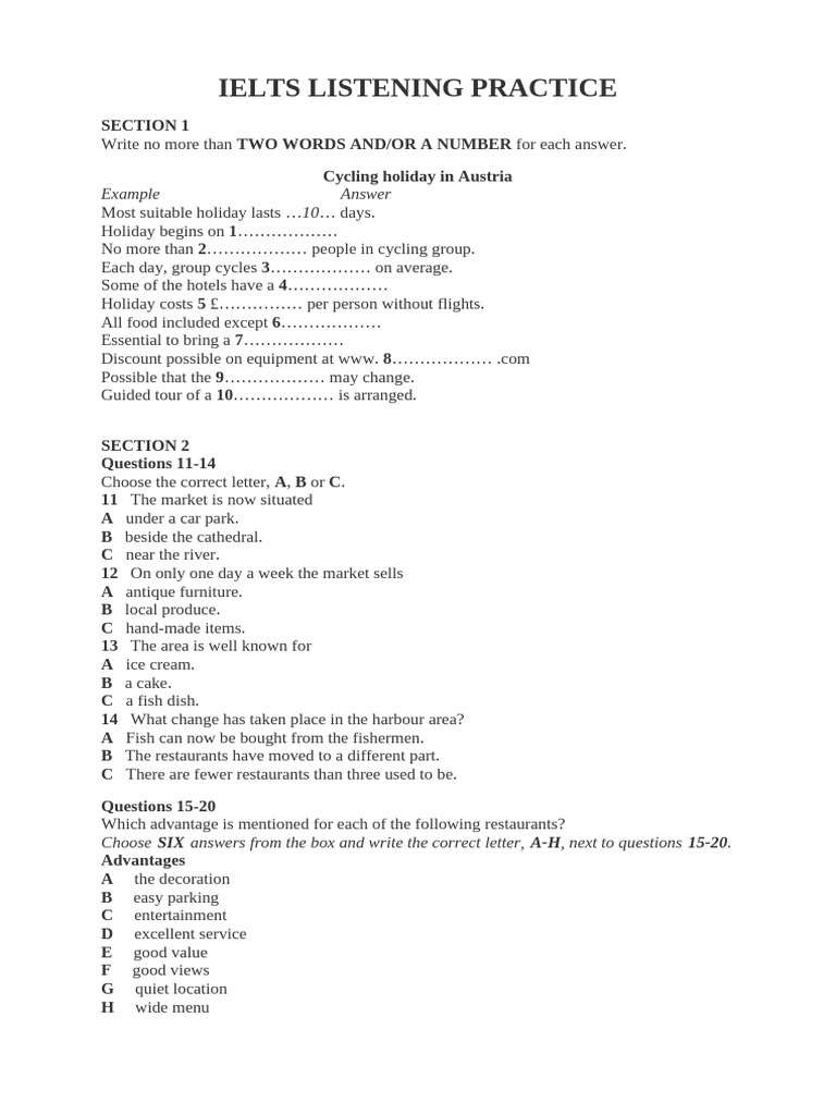 IELTS Listening Practice Guide | PDF