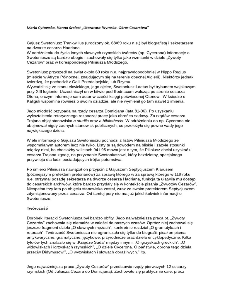 Swetoniusz - Biogram | PDF