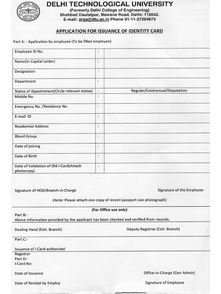 Application For ID Card | PDF