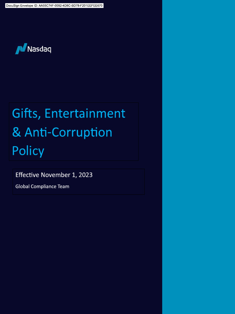 Gifts Entertainment and Anti Corruption Policy | PDF