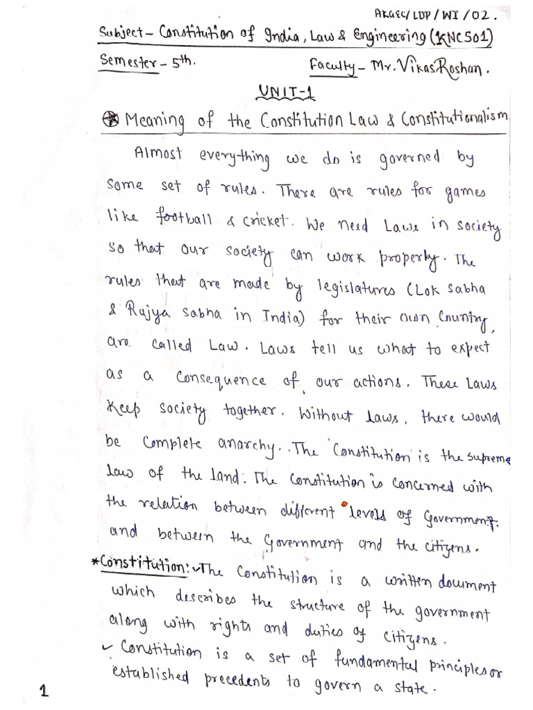 Unit-1 Handwritten Notes KNC501 | PDF