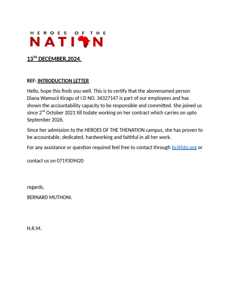 introduction letter | PDF