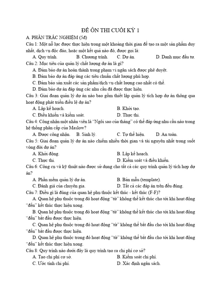 QTDA - Đề ôn thi CK 1 | PDF