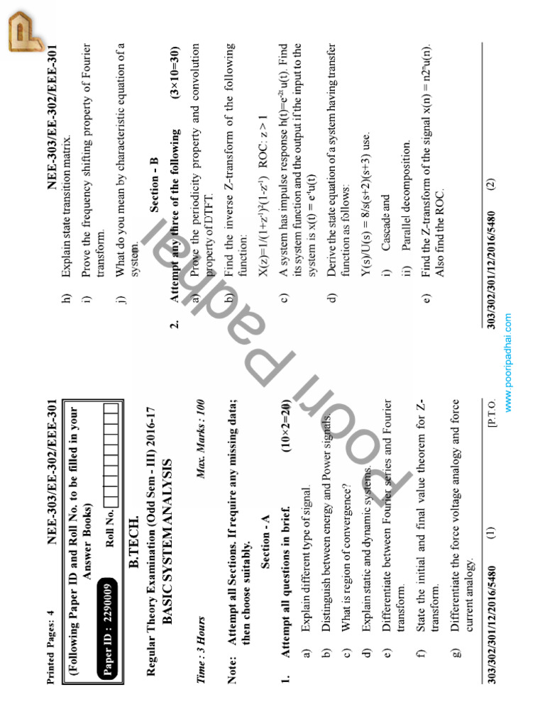 Basic System Analysis Nee 303 Ee 302 Eee 301 | PDF