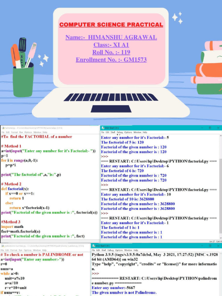 CS Practical, Himanshu Agrawal 11th A1 | PDF | Computing | Computer Programming