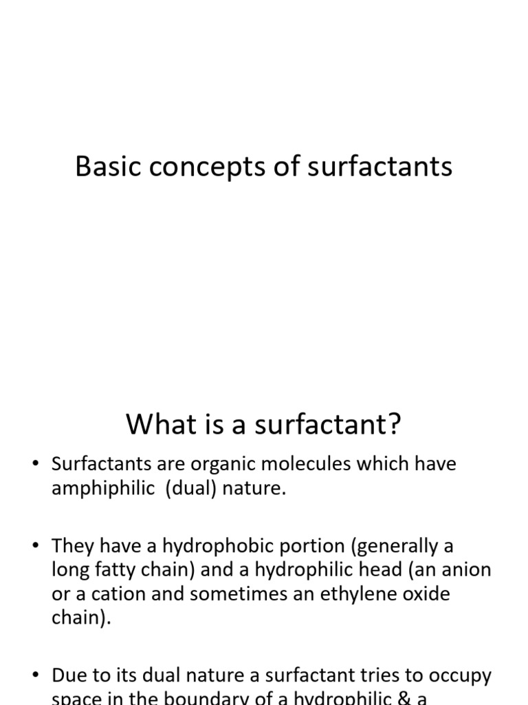 Basic Concepts of Surfactants | PDF | Surfactant | Chemistry