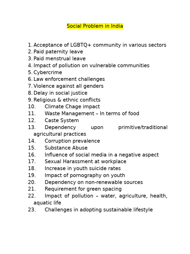 Key Social Issues in India Today | PDF