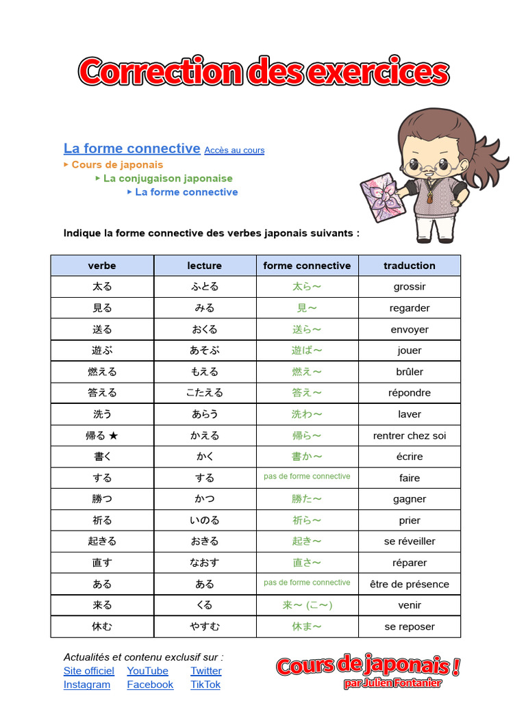La forme connective --- Correction des exercices | PDF