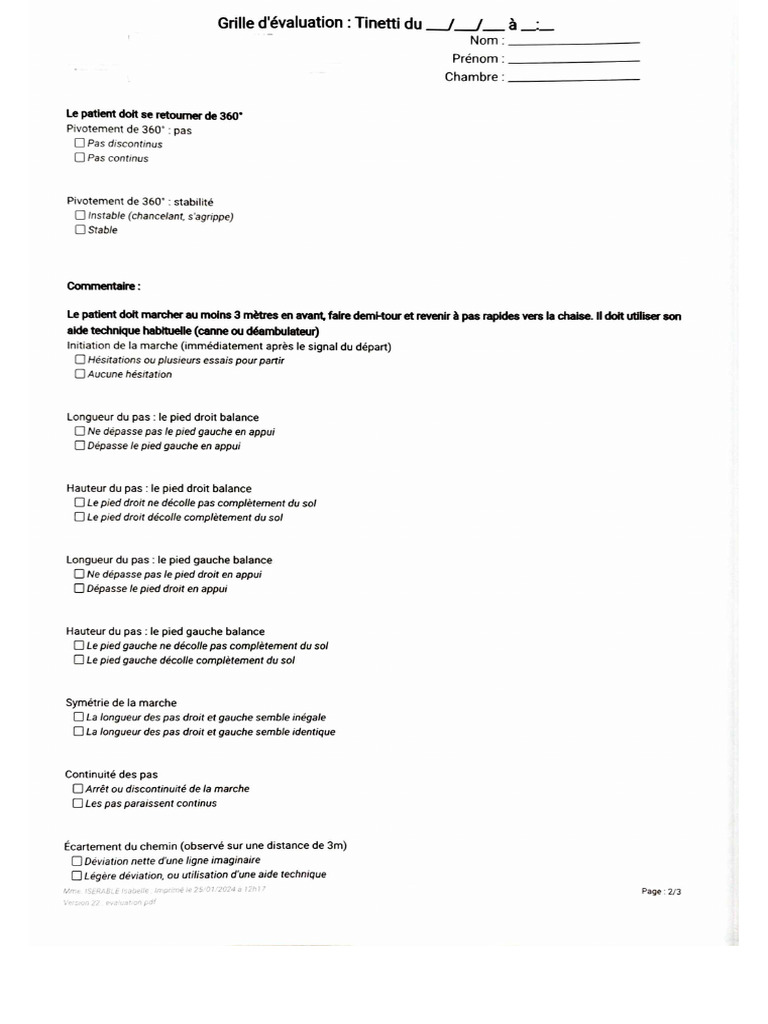 Test de Tinetti PDF | PDF