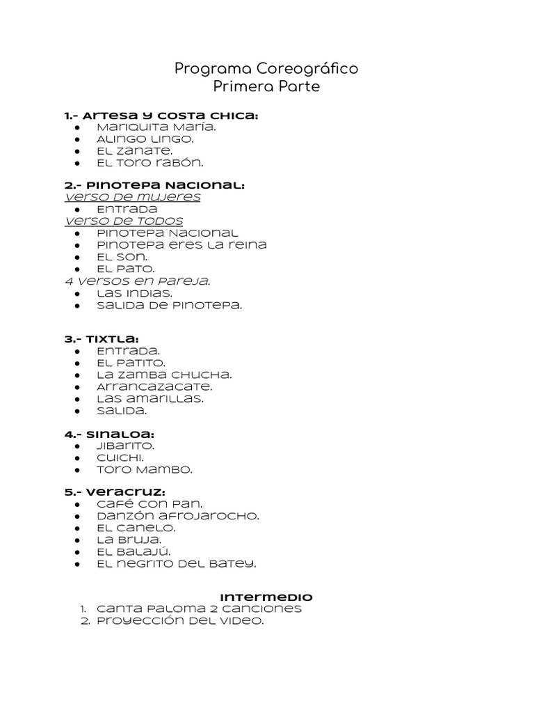 Programa Coreográfico | PDF