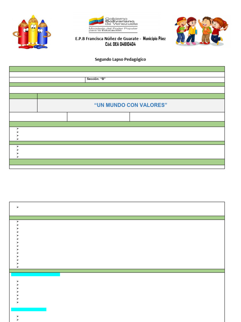 Proyecto de Aprendizaje - UN MUNDO CON VALORES - DOC. JESUS GONZALEZ ...