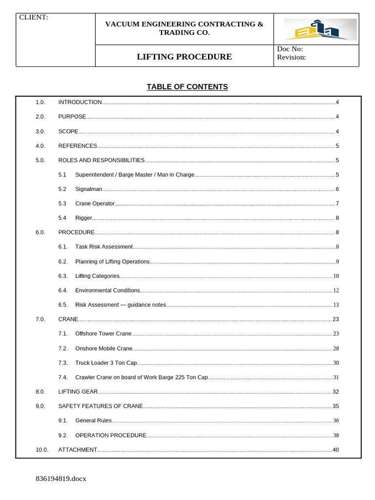 Lifting Procedure | PDF | Crane (Machine)