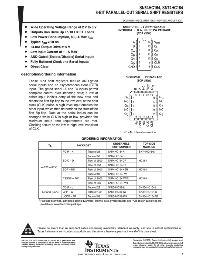 SN74HC164N | PDF