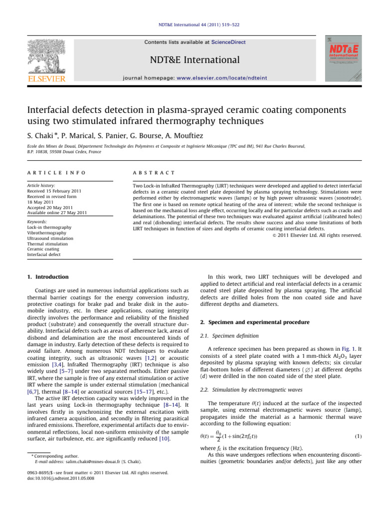 Interfacial Defects Detection in Plasma-Sprayed Ceramic Coating ...