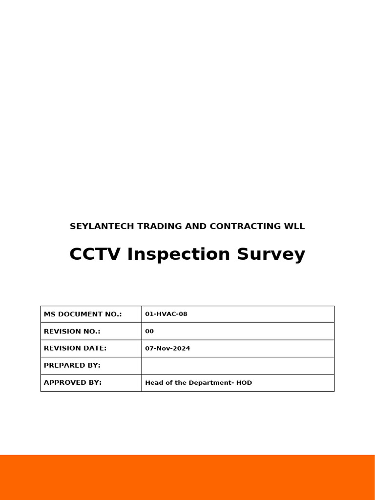 Method Statement For Cctv Inspection Survey Pdf Closed Circuit