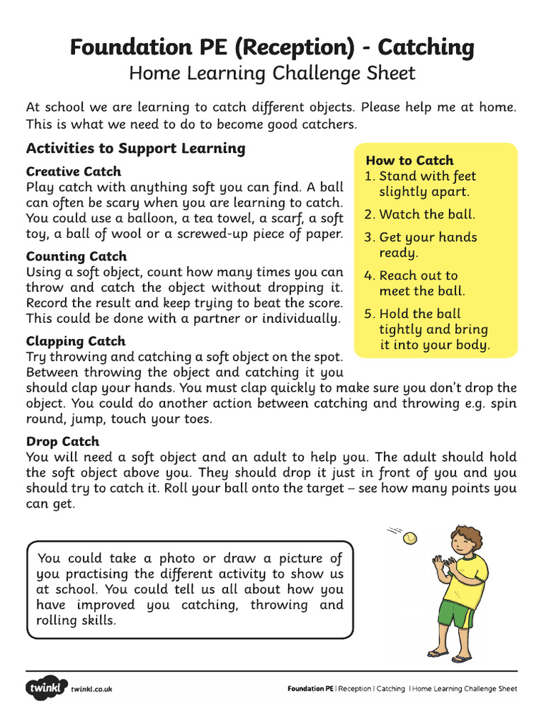 Catching Home Learning Challenge Sheet | PDF
