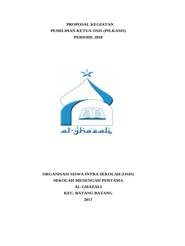 Proposal Pilkasis OSIS SMP Al-Ghazali 2018 | PDF