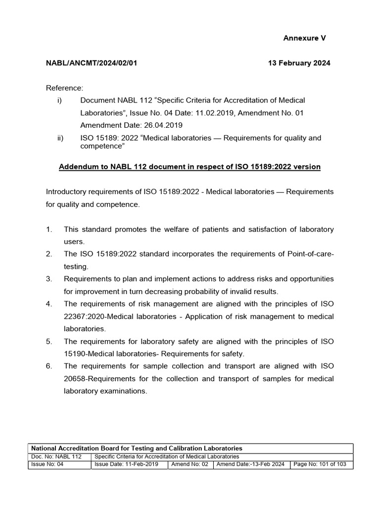 Addendum-to-NABL-112-document | PDF | Calibration | Verification And Validation