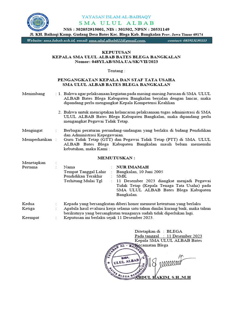 SK TU Tata Usaha | PDF