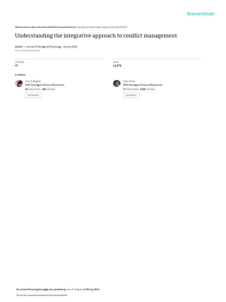 Understanding The Integrative Approach To Conflict | PDF | Negotiation ...