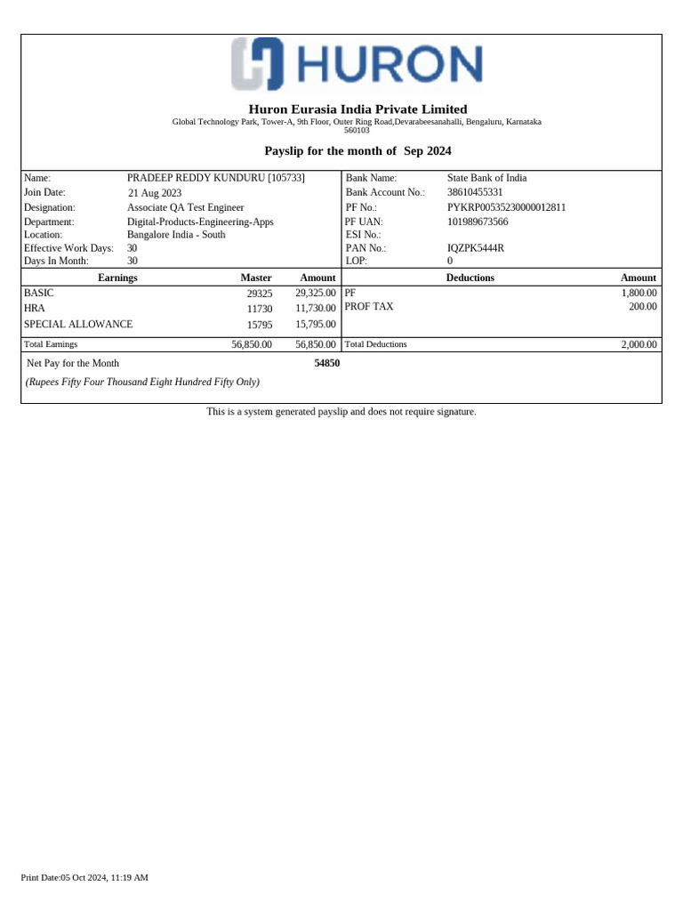 Payslip_Sep_2024 | PDF