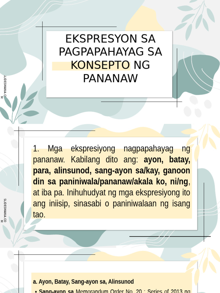 Pahayag Sa Pagbibigay NG Pananaw | PDF