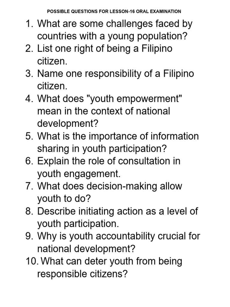 Possible Questions For Lesson 16 | PDF
