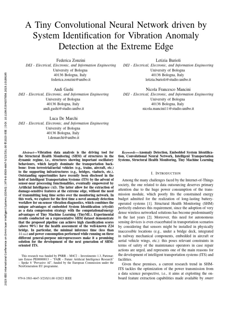 A Tiny Convolutional Neural Network Driven By System Identification For Vibration Anomaly