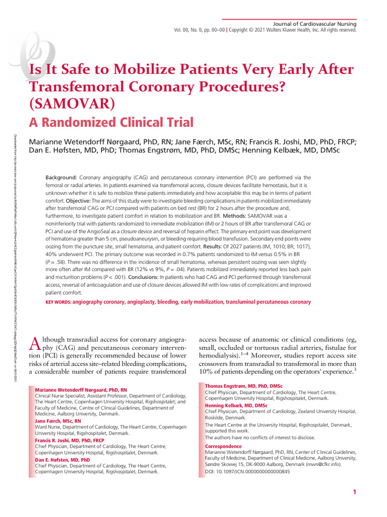 Is It Safe To Mobilize Patients Very Early After.99166 | PDF ...