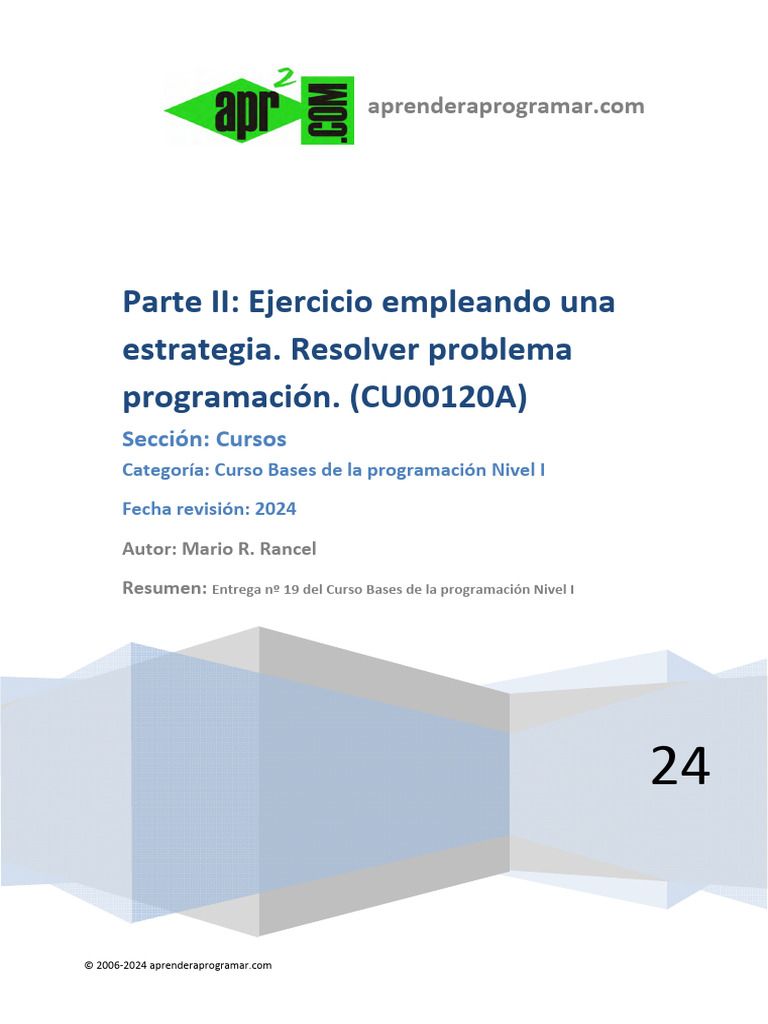 CU00120A Ejercicio ejemplo estrategia solucion problema programacion II | PDF