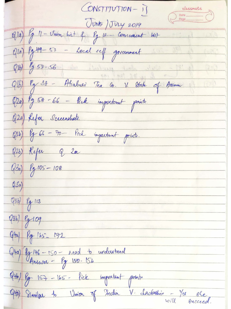 ANSWER Constitution II - All Papers Solved | PDF