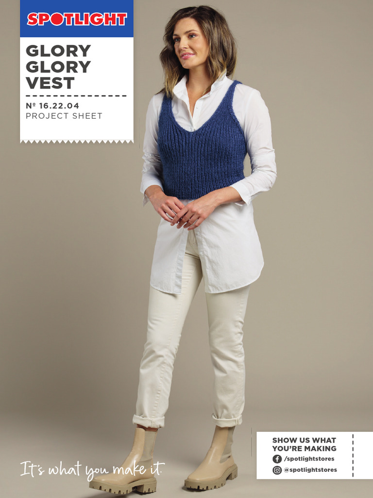 Glory Glory Vest Project Knit | PDF | Textile Arts | Knitting