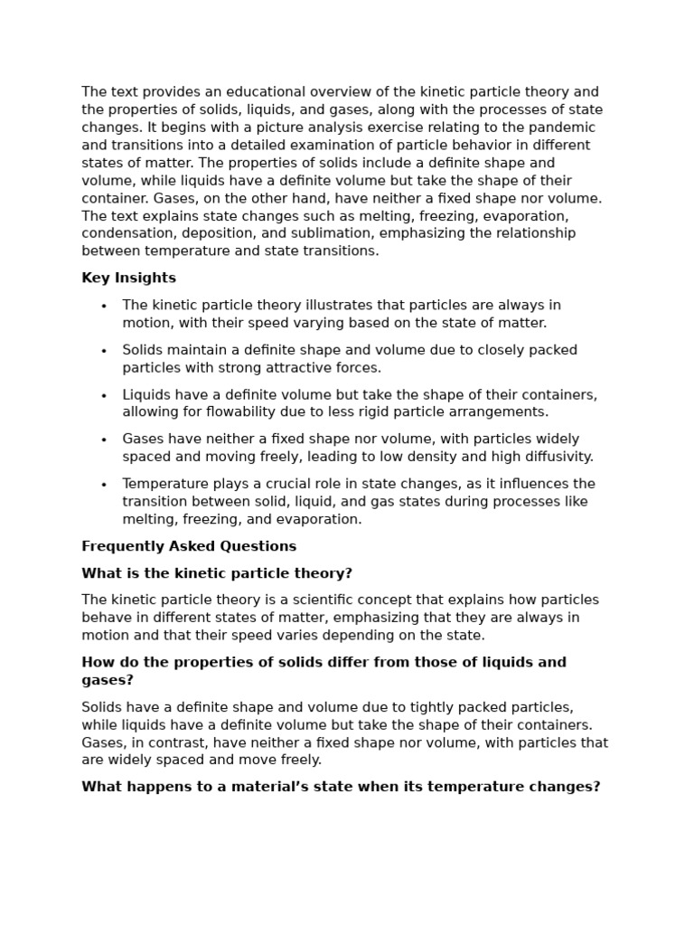 Kinetic Particle Theory Overview | PDF | Gases | Liquids