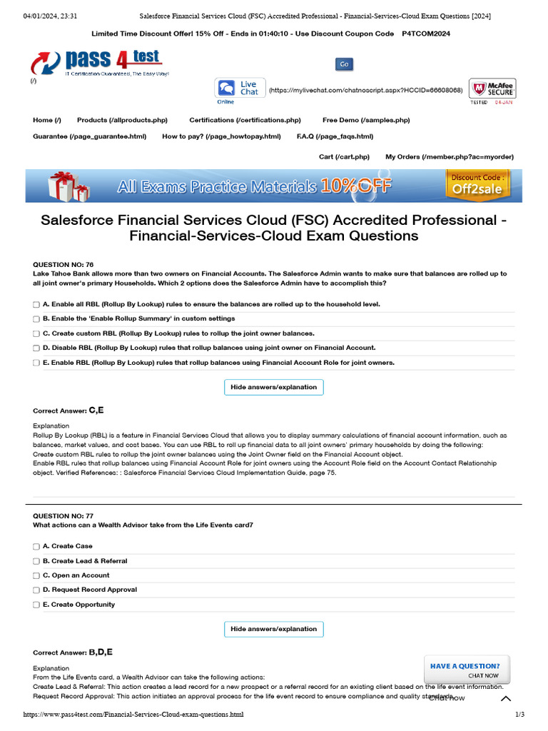 FSC Accredited Professional Exam Questions | PDF | Cloud Computing ...