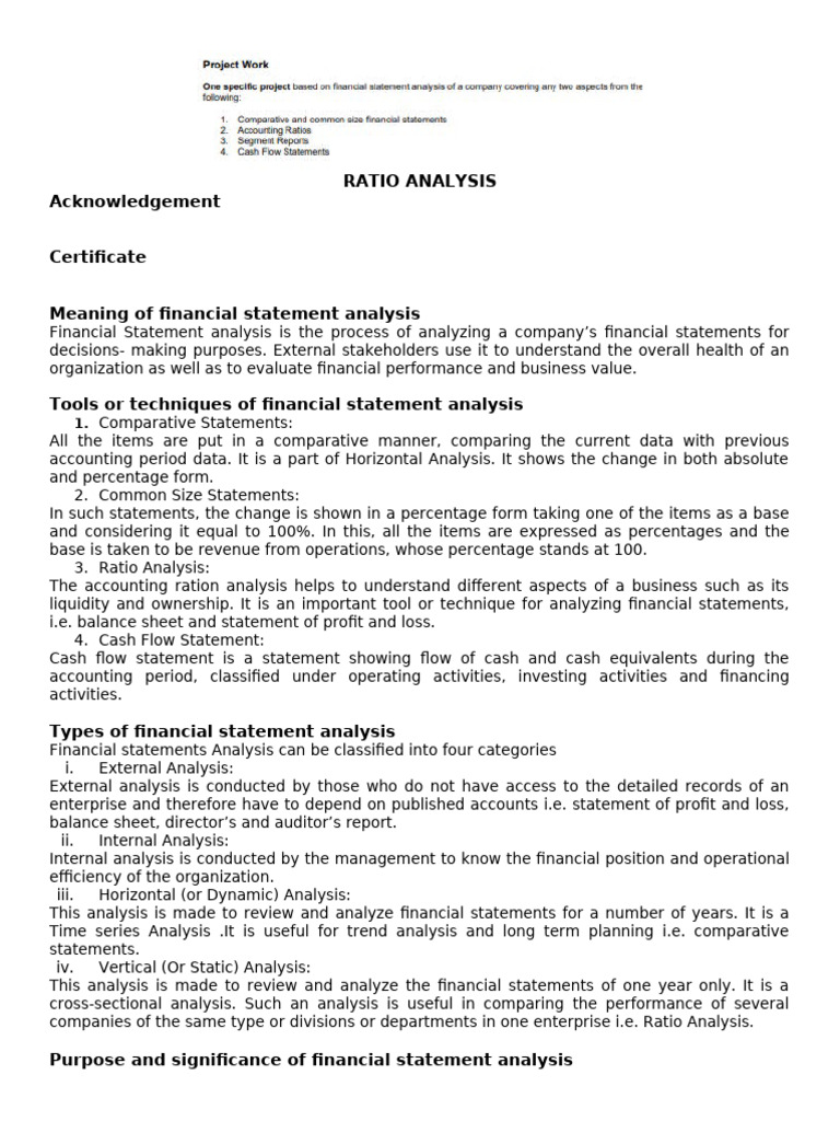 RATIO ANALYSIS | PDF | Income Statement | Revenue