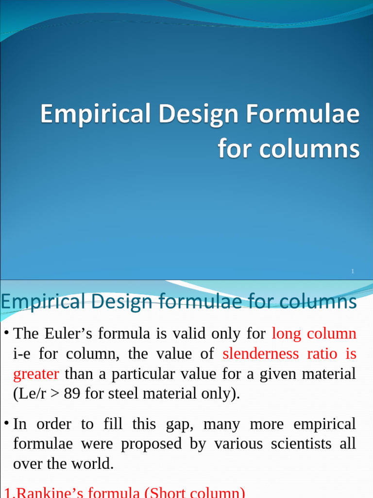 Empirical Desgin Formulae For COLUMNS LEC-04 22ME | PDF | Buckling ...