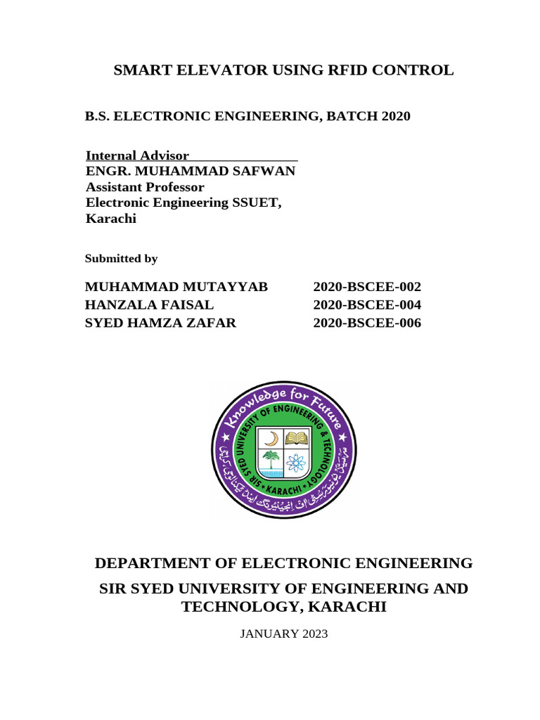 FYDP EED Smart Elevator RFID Control | PDF | Elevator | Radio Frequency Identification