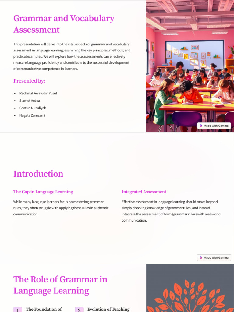 Grammar and Vocabulary Assessment Guide | PDF | Vocabulary ...