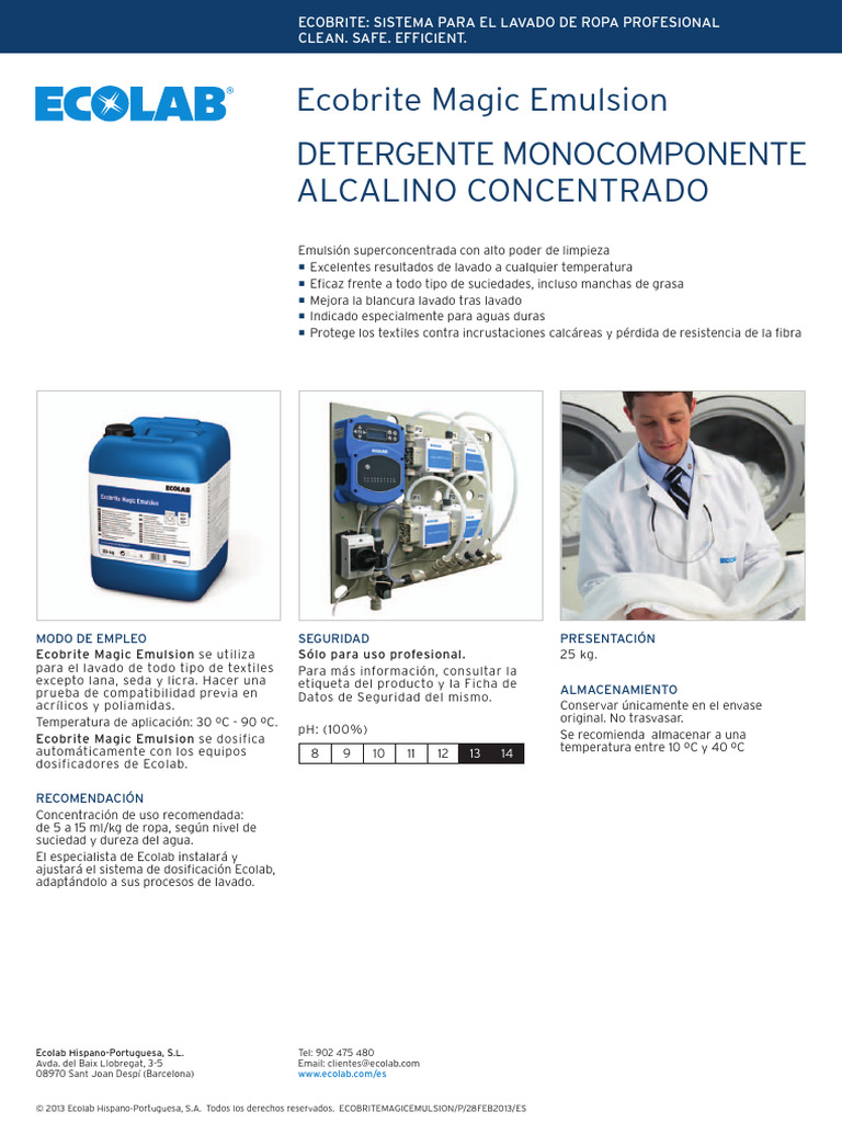 Detergente Ecobrite Magic Emulsion 25kg | PDF