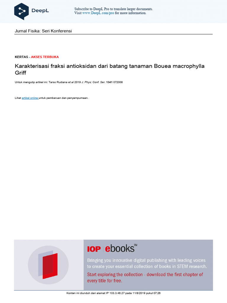 Tarso - Characterization of Antioxidative Fraction of Plant Stem Bouea Macrophylla Griff (1) Id ...