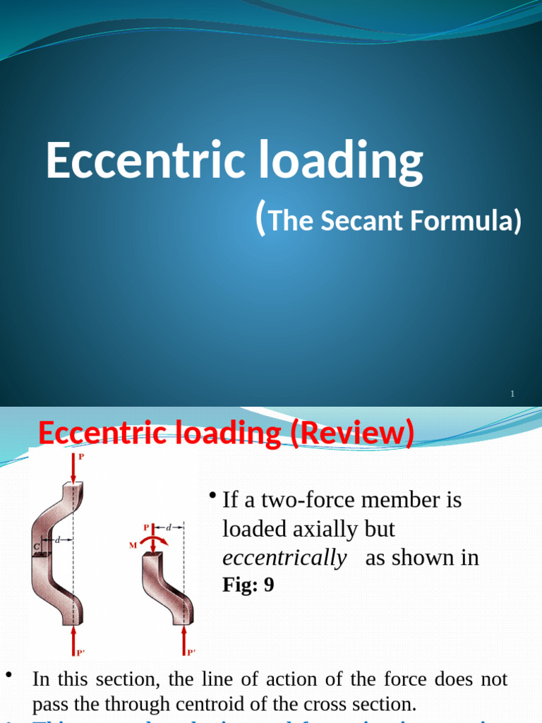 LEC-05 (Eccentric Loading On Column) | PDF | Column | Bending