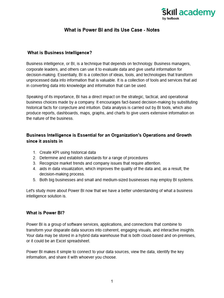 Power BI Overview and Use Cases | PDF | Databases | Business Intelligence