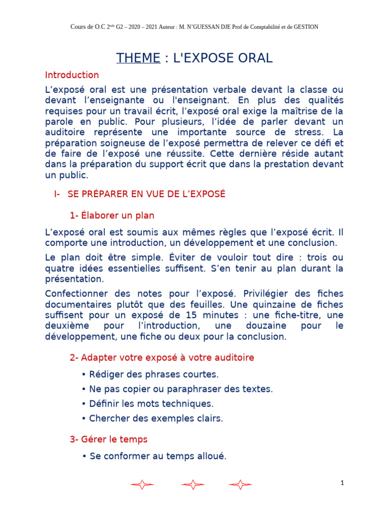 Guide de l'Exposé Oral en Classe | PDF | Mise en page