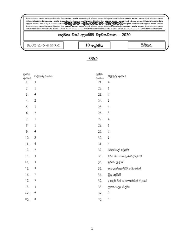 Grade 10 Drama Answer | PDF