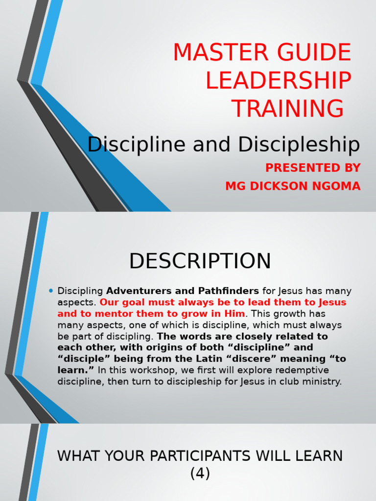 Master Guide Leadership Training Discipline and Discipleship | PDF ...