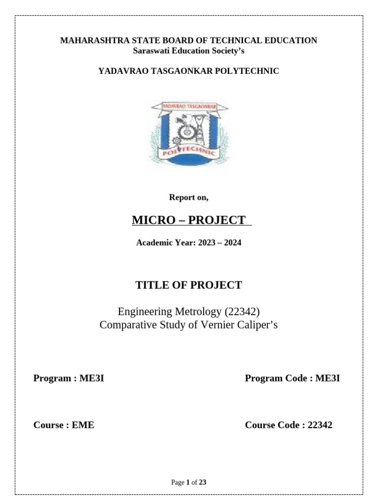 ME3I - MICROPROJECT - METROLOGY - Azharuddin Agalave | PDF