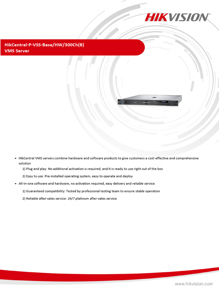 HikCentral-P-VSS-Base HW 300ChB Datasheet 20240329 | PDF | Hard Disk Drive | Central Processing Unit